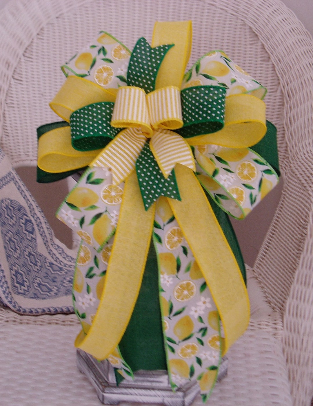 Lemon Wreath Bow Lemon Lantern Bow Summer Wreath Bow Spring Etsy