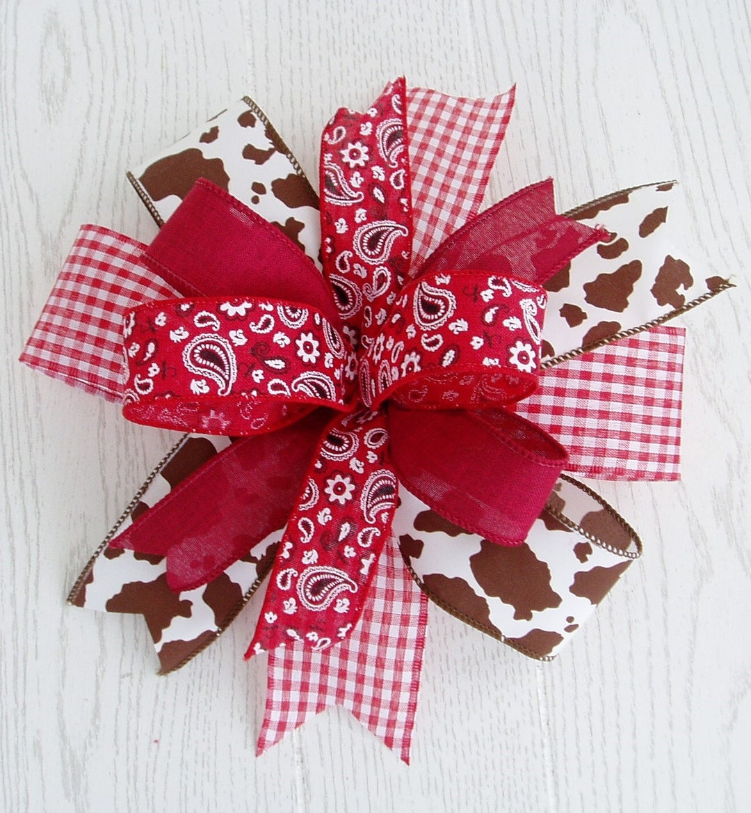 Cow Bow, Cow Wreath Bow, Country Bow, Farmhouse Wreath Bow, Farmhouse ...