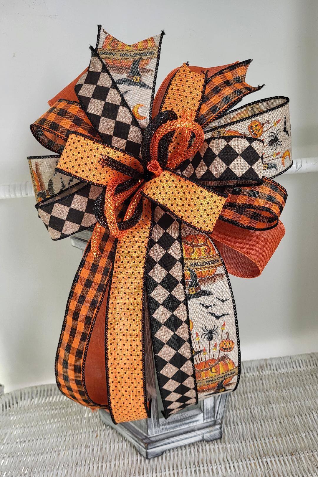 Halloween Bow With Pumpkins: Spooky Fun Porch Decor, Halloween Wreath ...