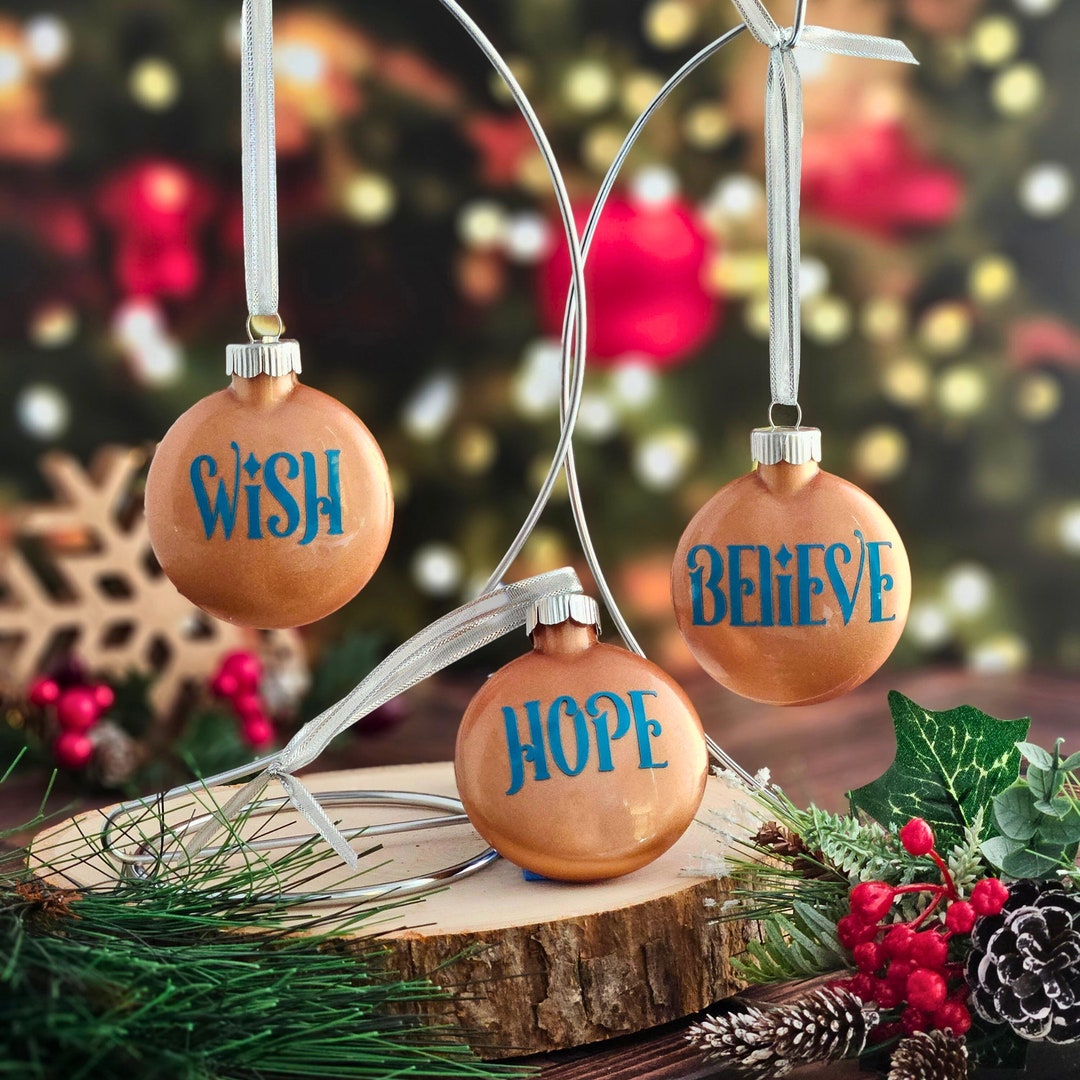 Hope Wish Believe Ornaments - Set of 3 Glass Ornaments - Etsy