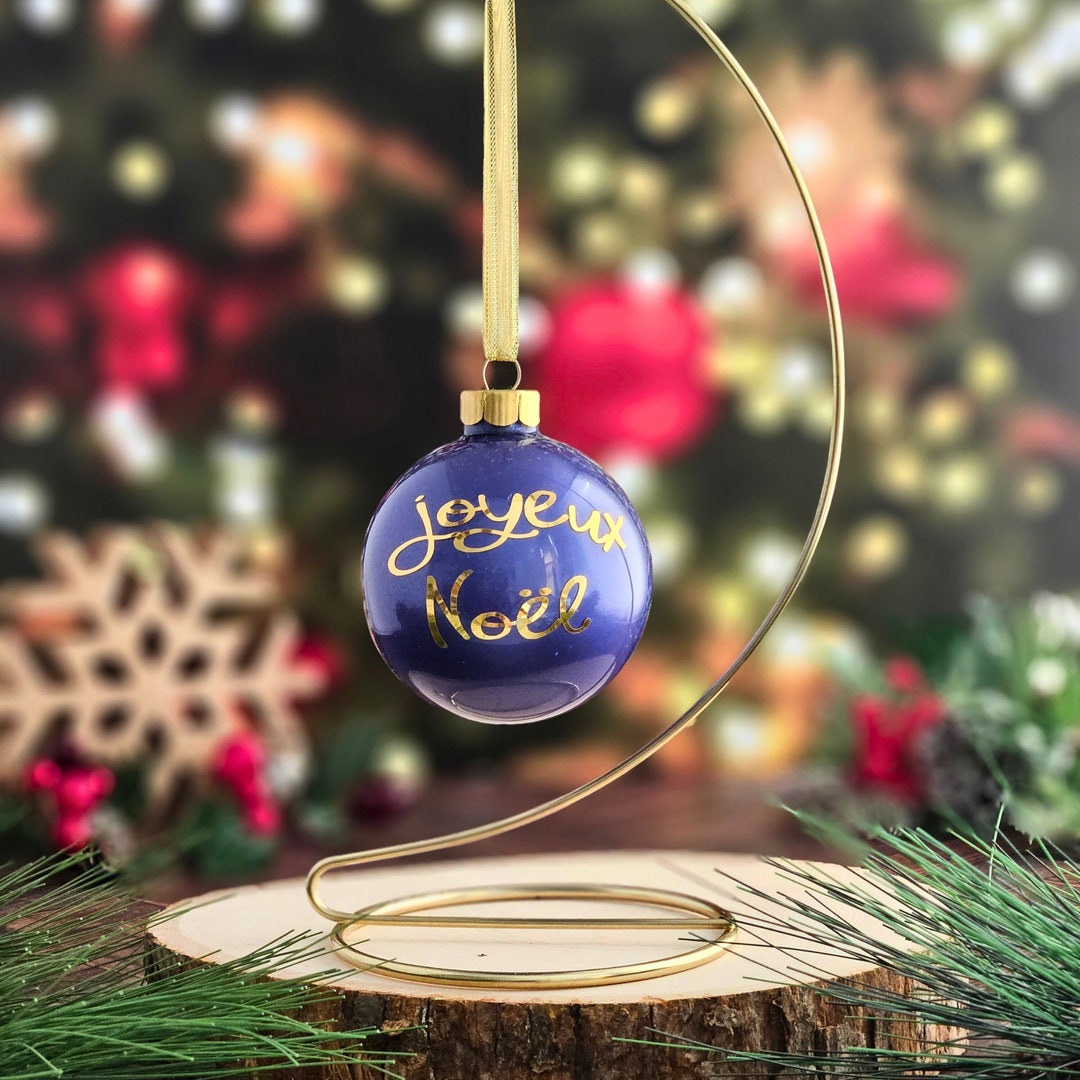 Joyeux Noel Glass Ornament - Purple Shimmer and Gold - Etsy