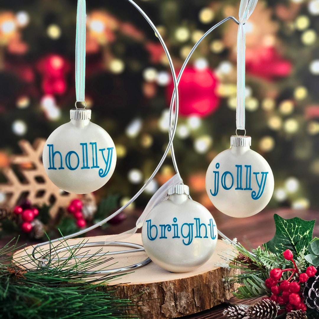 Holly Jolly Bright Ornaments - Set of 3 Glass Ornaments - Etsy