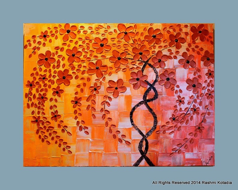 Cherry Blossom Intertwined Tree Painting, Flowers, Floral Painting ...