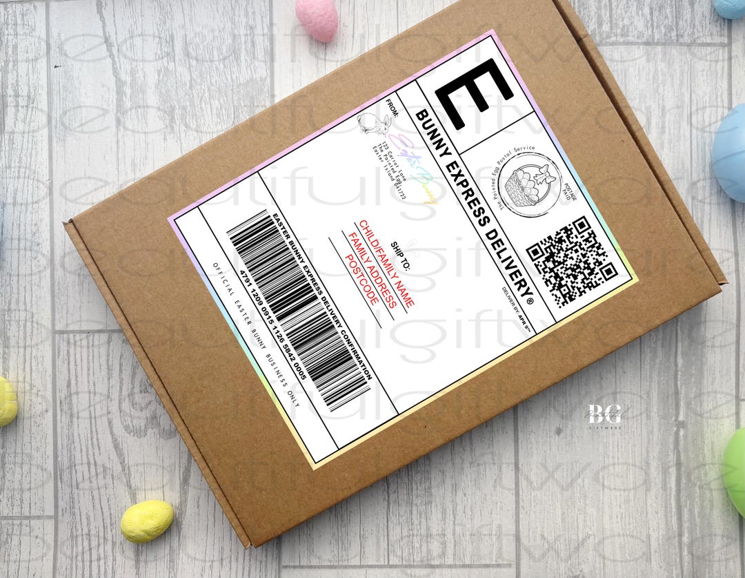 Personalised Easter Bunny Delivery Label, Bunny Mail Postage Labels ...