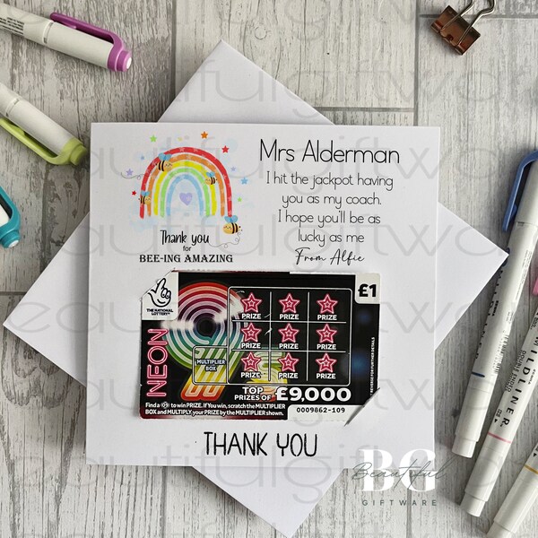 Scratch Card Teacher Thank You Card - Etsy UK