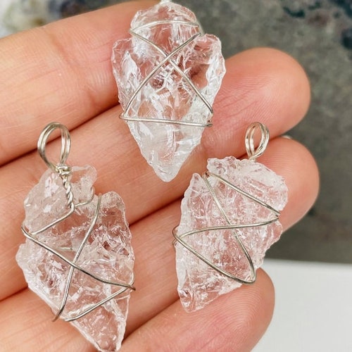 Rose Quartz Crystal Arrowhead Pendant Charm With Silver Bail - Etsy