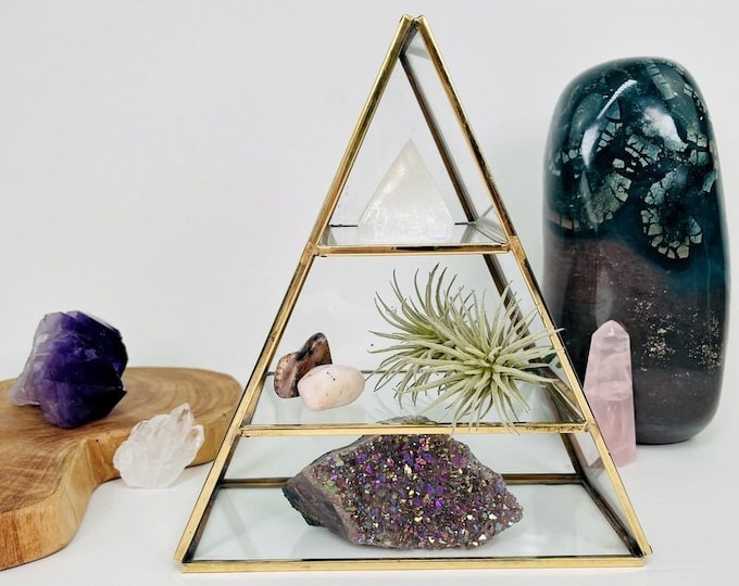 Brass and Glass Crystal Display Shelf - Etsy