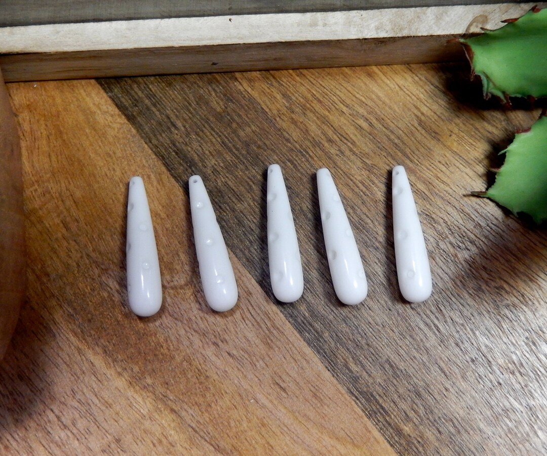 White Spotted Teardrop Top Side Drilled Bead - (RK36B20-20) - Etsy