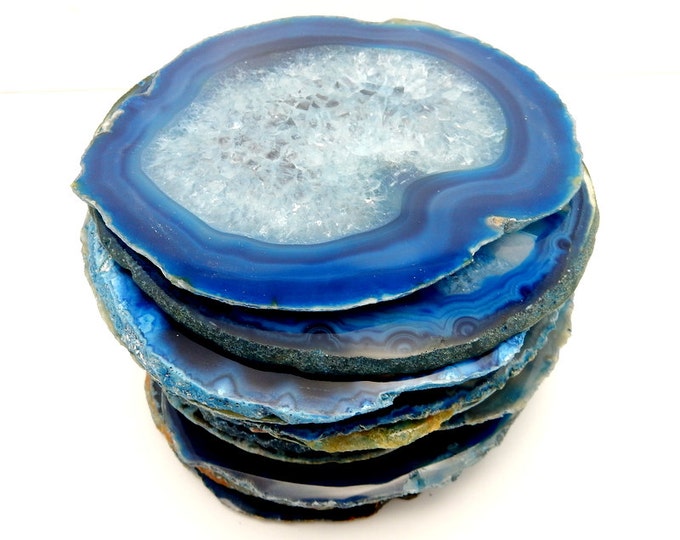 Agate Slices Large for Crafts - Agate Coaster - Blue Colored Agate ...
