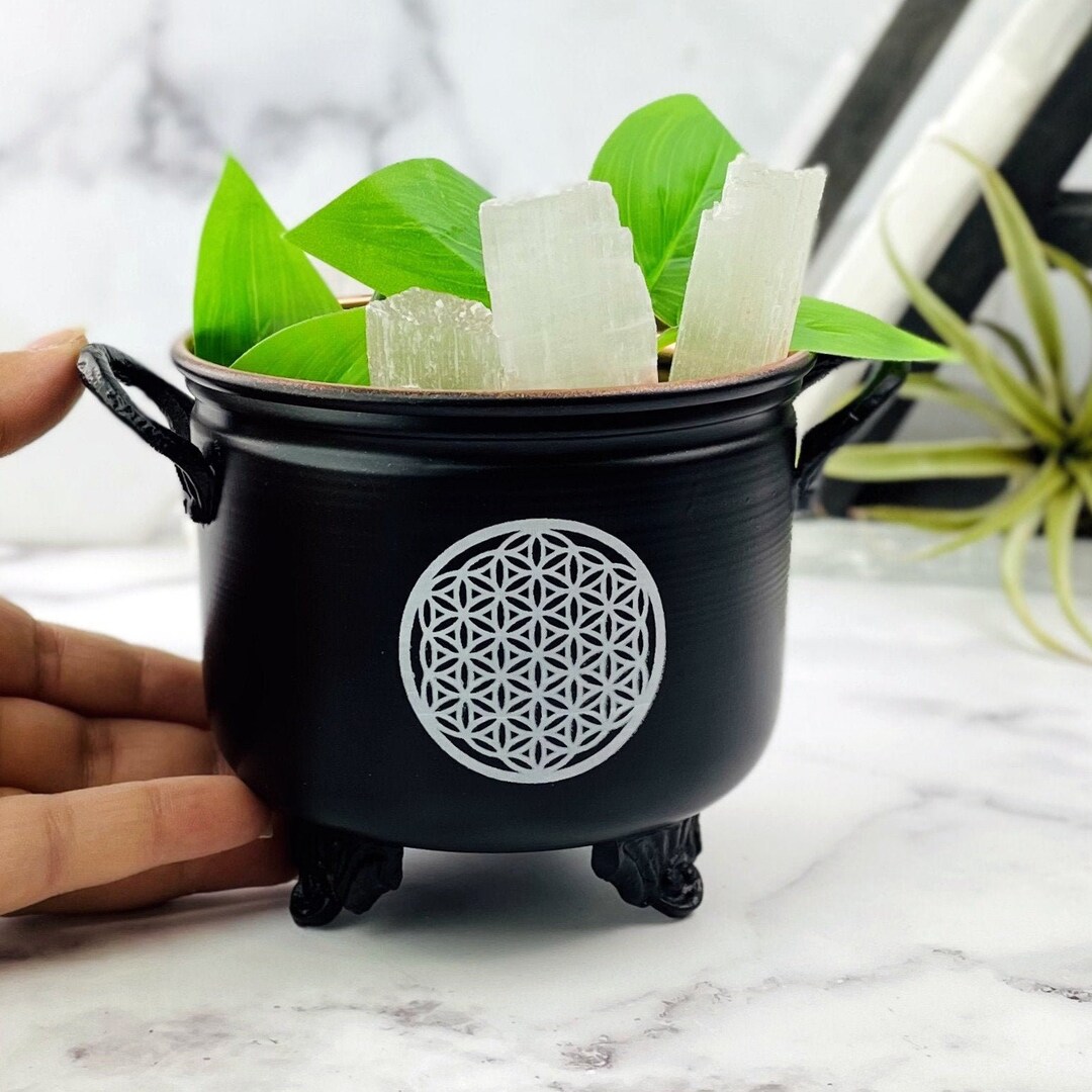 Metal Cauldron With Flower of Life Symbol - Copper Finish - Cauldron ...