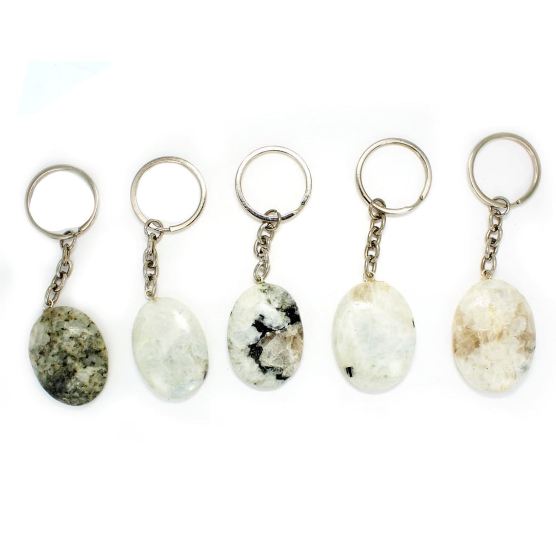 Rainbow Moonstone Worry Stone Keychain Silver Tone Keychain - Etsy