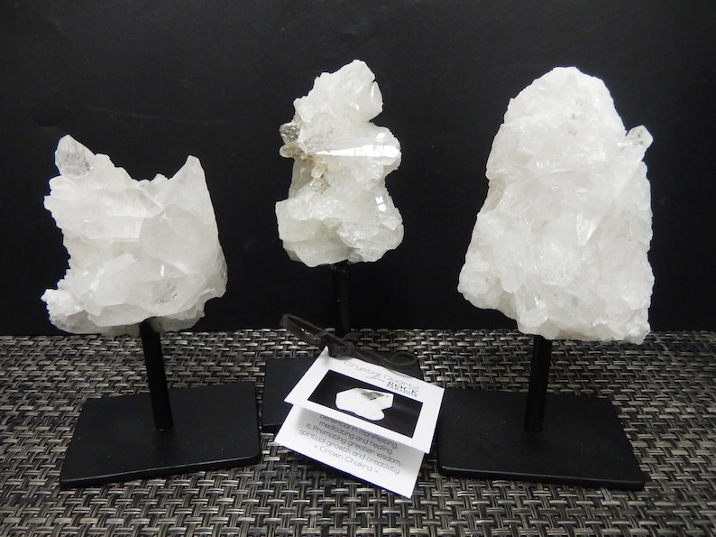 Crystal Quartz Cluster on Metal Stand - Metal Stand (RK3-02) - Etsy