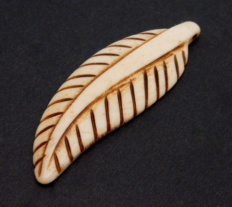 Bone Leaf Gorgeous Light Brown Carved Bone Leaf Top Side - Etsy