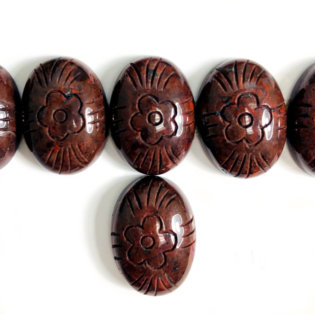 Jasper Oval Flower Crystal Cabochon - Etsy