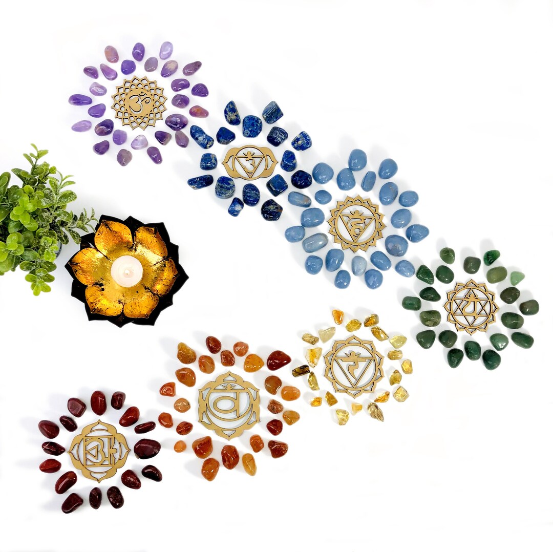 Crystal Grid Set 7 Chakra Wooden Symbols - Set (RK17-10) - Etsy