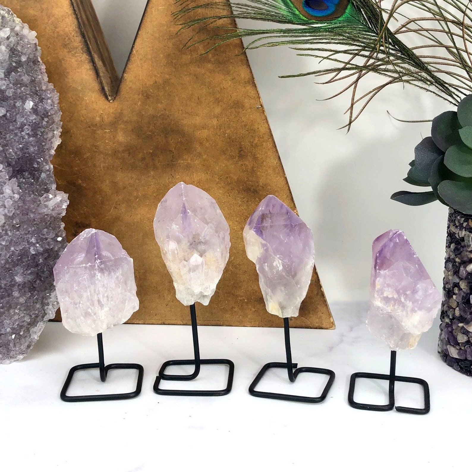 Natural Stone Crystal on Metal Stand - Home Decor - Etsy