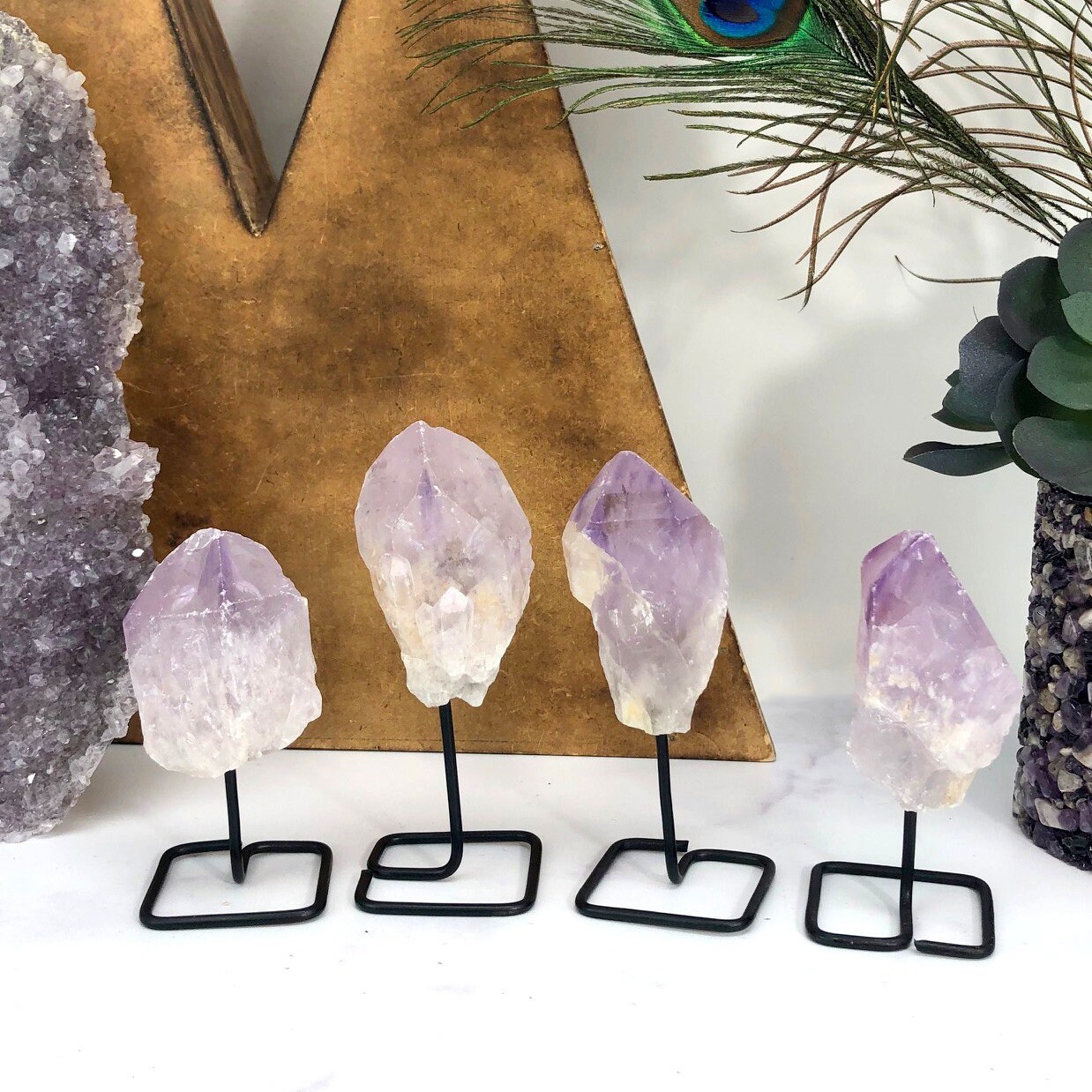 Natural Stone Crystal on Metal Stand Home Decor RK802 | Etsy