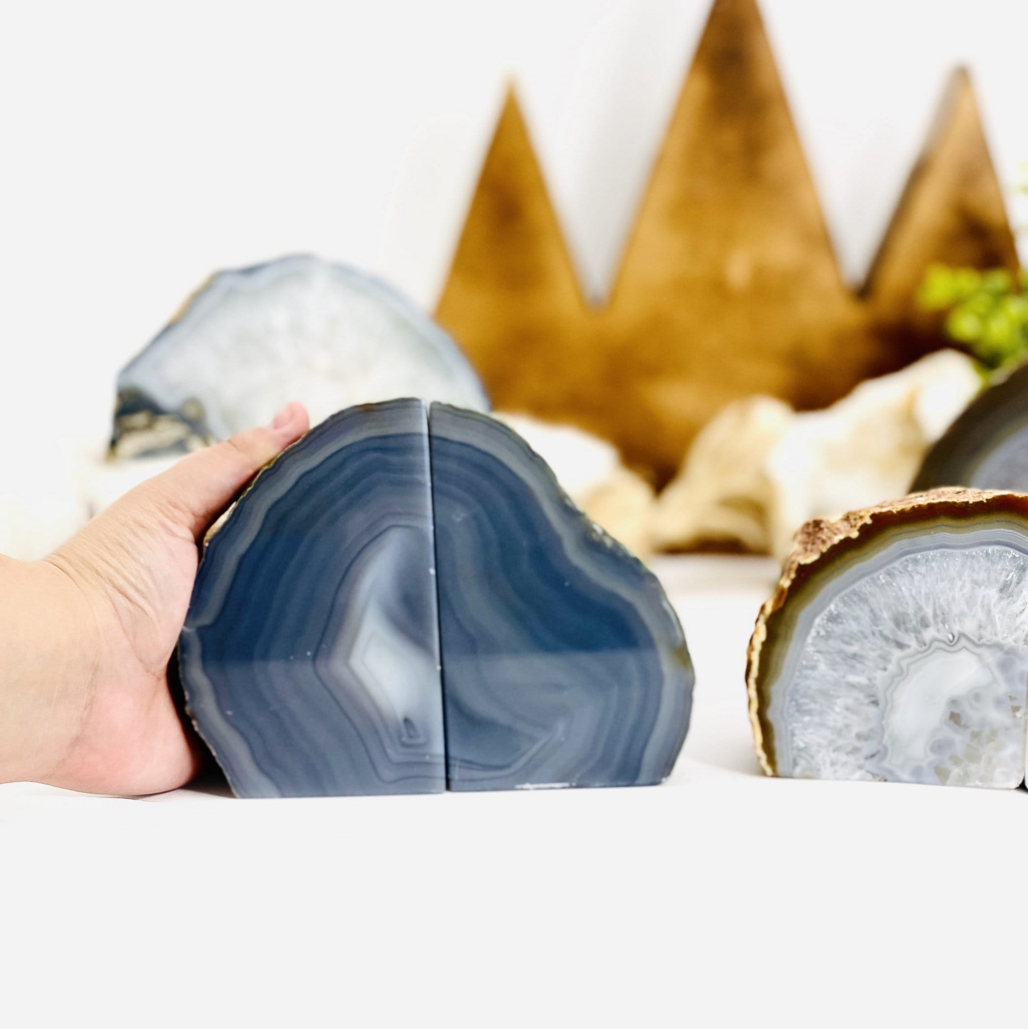 Natural Agate Bookend Pair 3 to 6 Lb Geode Bookend Home - Etsy