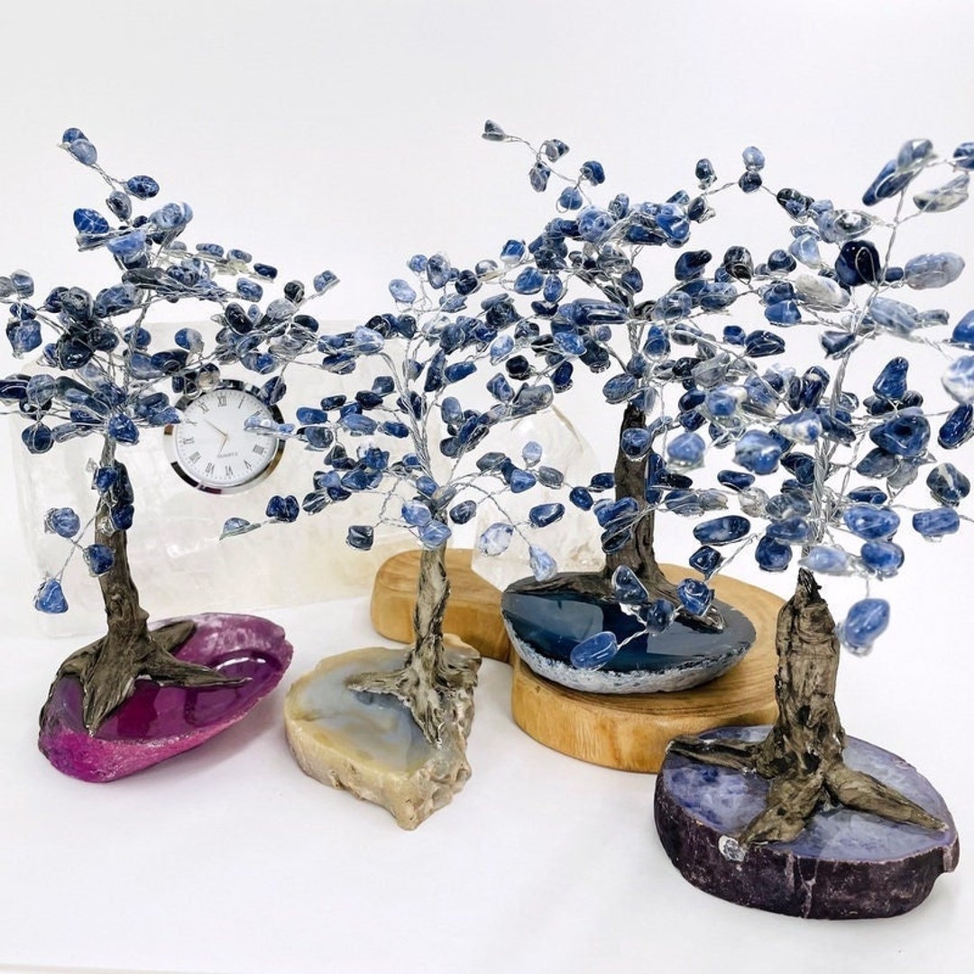 Sodalite Stone Tree - Tumbled Stone Trees on Agate Slab - Etsy
