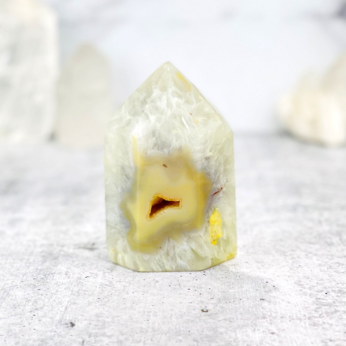 Agate Point Polished Point Agate Tower Dyed Yellow Fun - Etsy