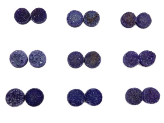 Purple Round Druzy Pair Beautiful 10mm Round Shaped Druzy - Etsy