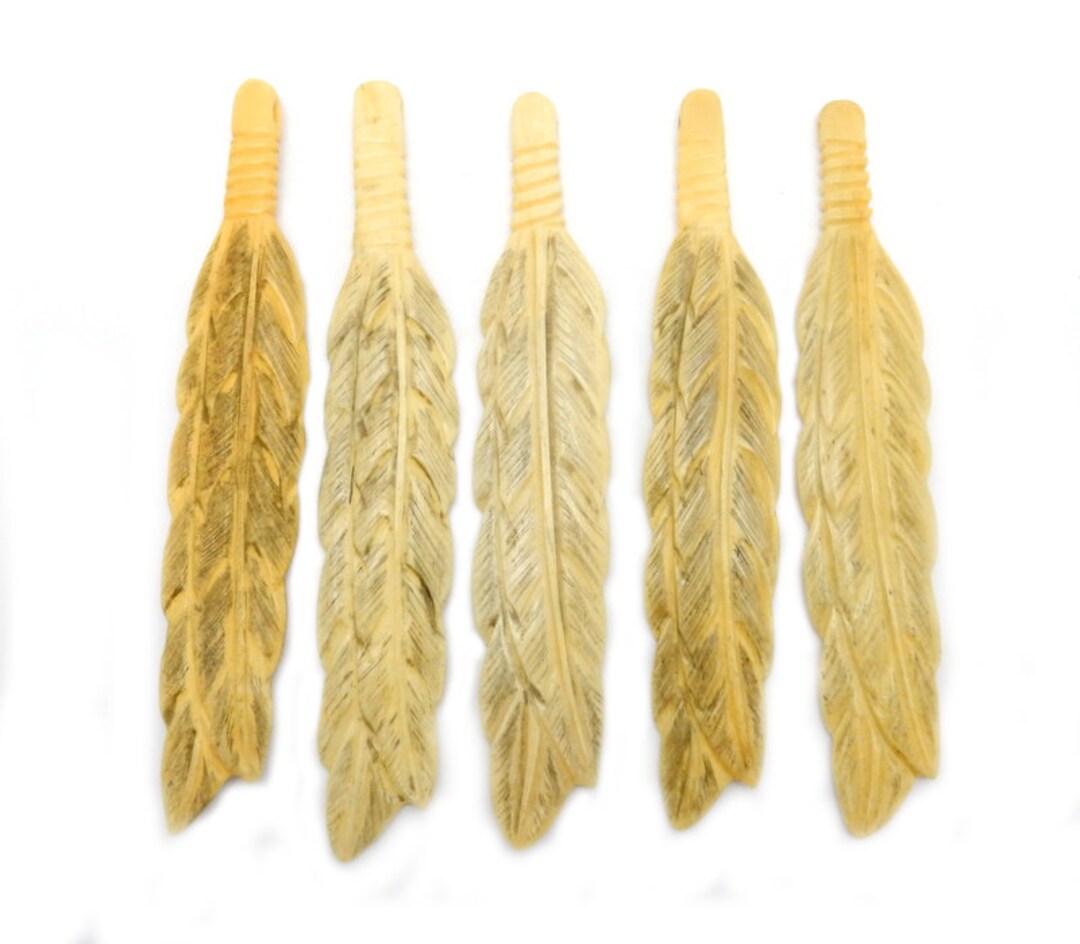 Large Bone Feather Bead - Top Side Drilled Bead (RK36B24-07) - Etsy