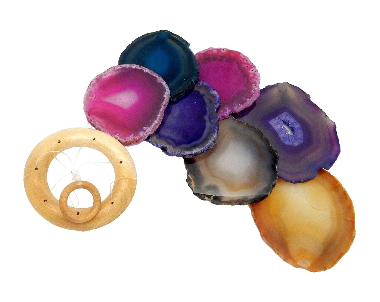 Agate Wind Chimes Mix Color Agate Slice Windchime Home Decór Spiritual ...