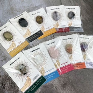 Worry Stone Crystal on Card in Protective Sleeve - You Choose the Stone ...