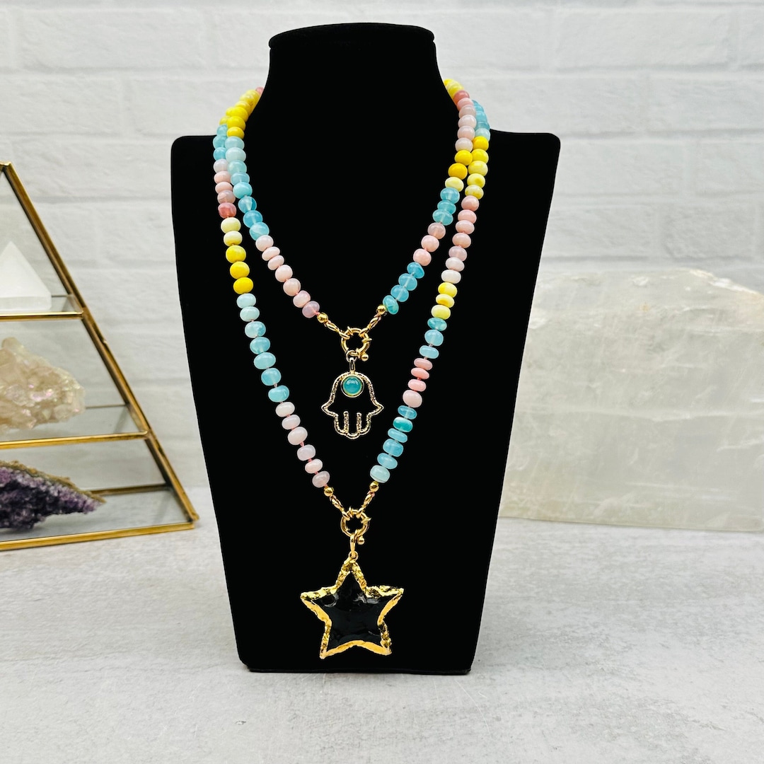 Multi-colored Opal Candy Crystal Necklace - Etsy