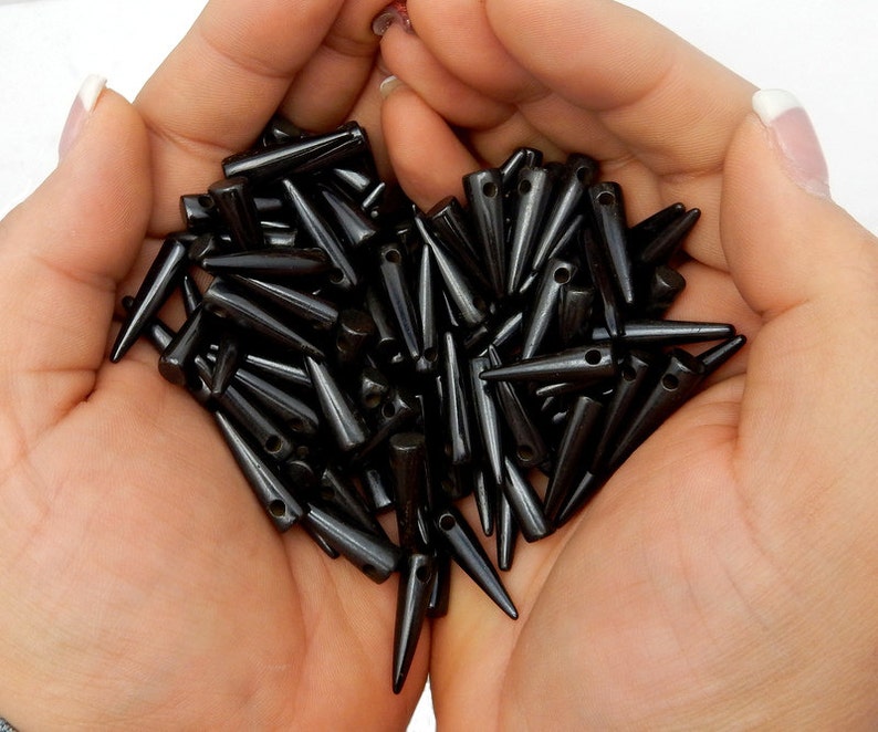 Petite Black Bone Spike Top Drilled Bead (RK36B23-03) - Etsy