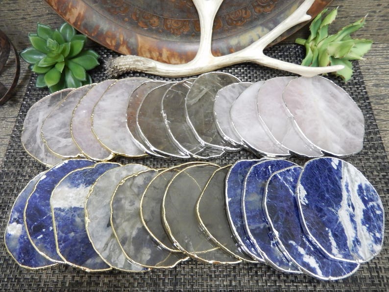 Stone Slices Coaster Size Smokey Quartz Rose Quartz - Etsy