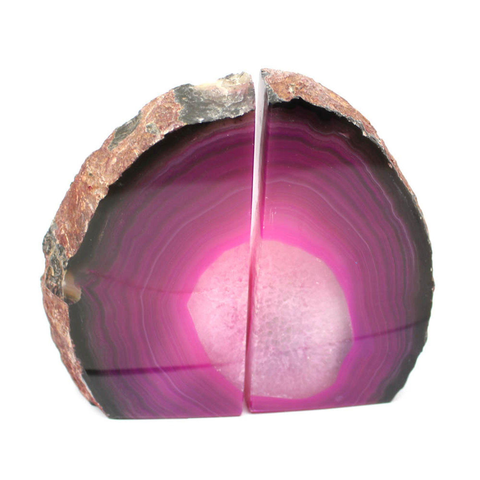 Pink Agate Bookend Pair 1 to 3 Lb Geode Bookend Home - Etsy