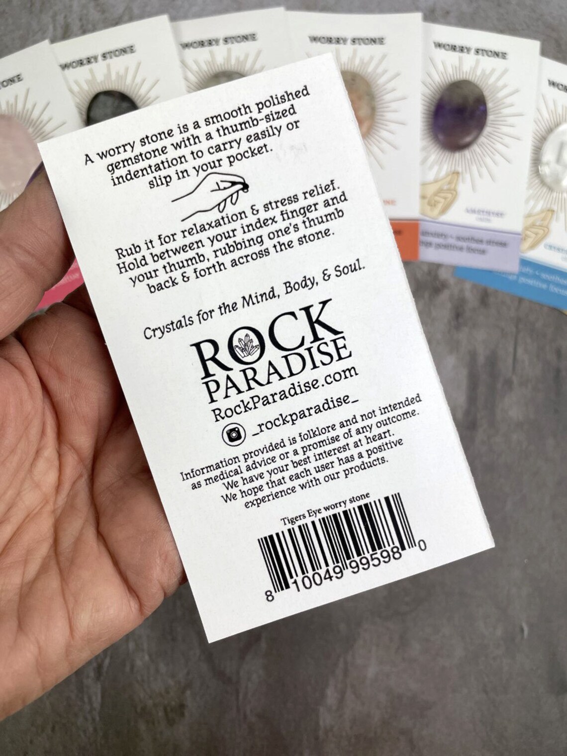 Worry Stone Crystal on Card in Protective Sleeve - You Choose the Stone ...