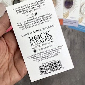Worry Stone Crystal on Card in Protective Sleeve - You Choose the Stone ...