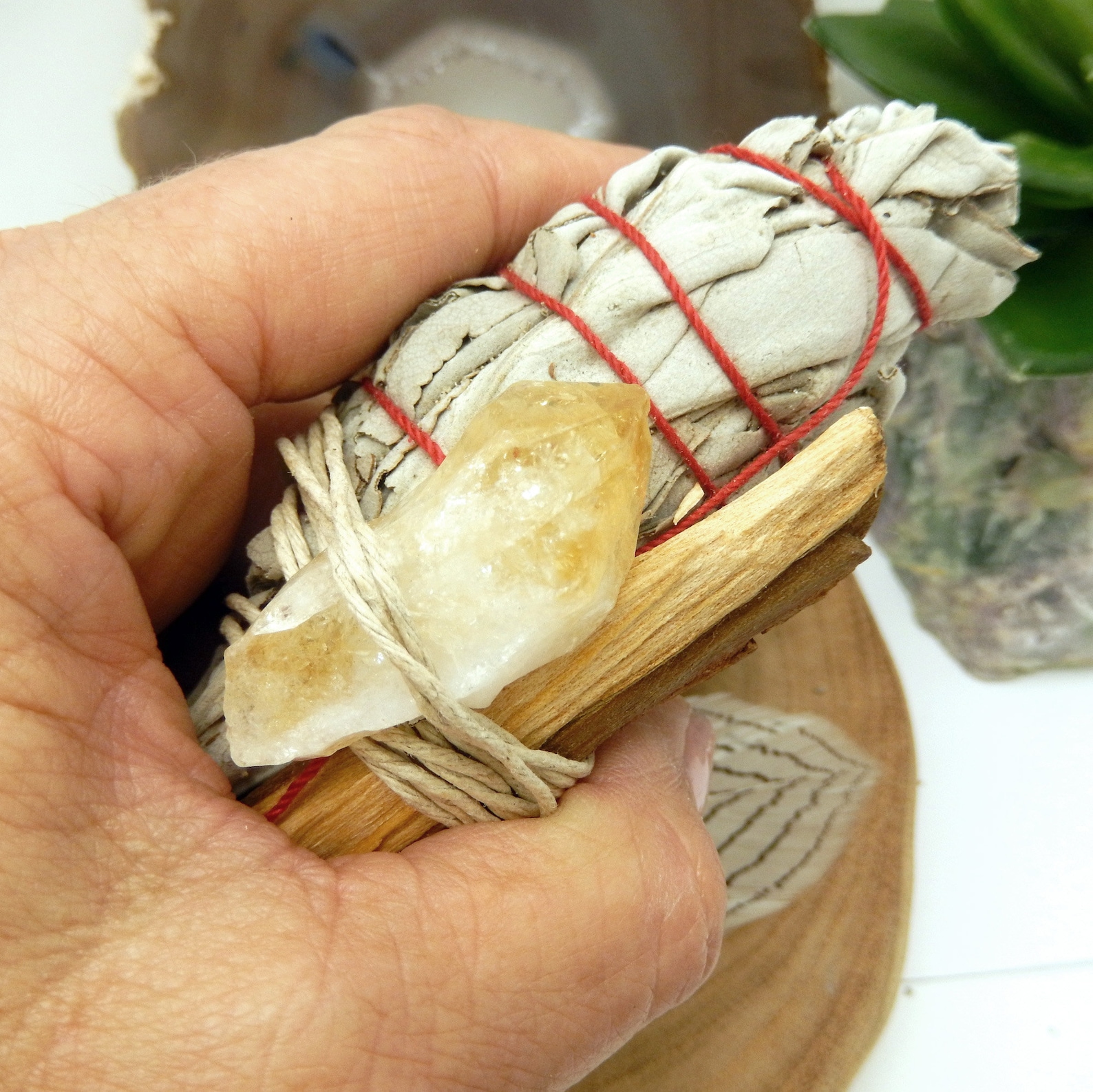 Sage/palo Santo Bundle With Assorted Stone Smudging Sage | Etsy