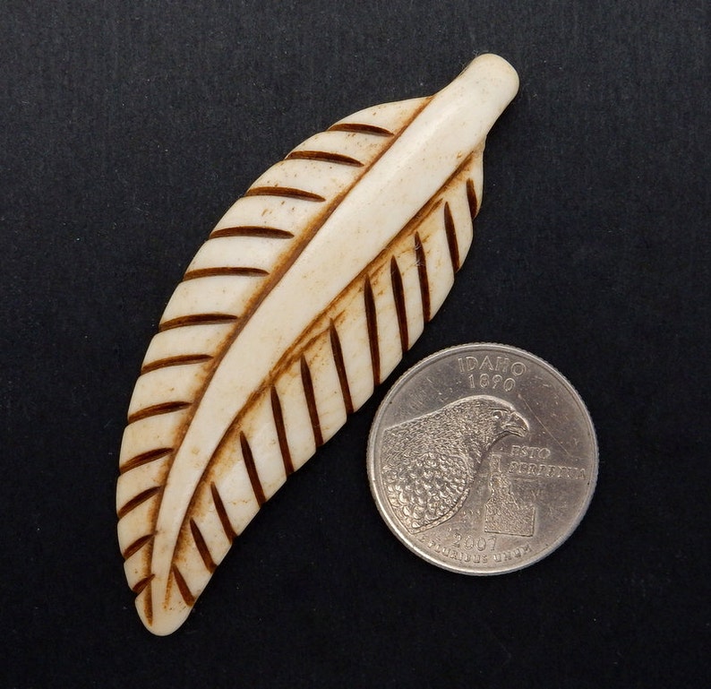 Bone Leaf Gorgeous Light Brown Carved Bone Leaf Top Side - Etsy
