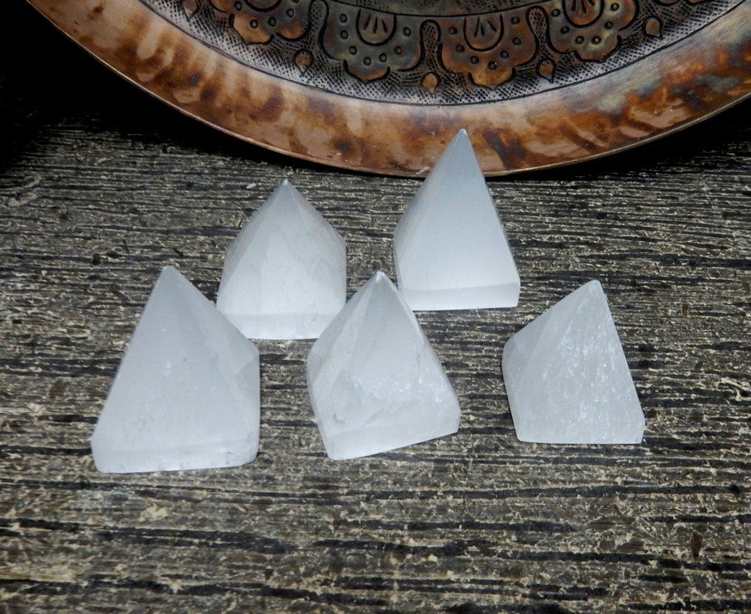 Selenite Pyramid Slim Pyramid Shaped Selenite Stone Reiki Metaphysical ...