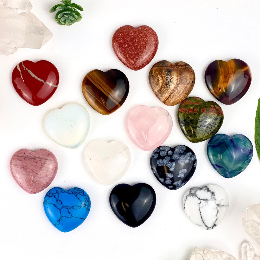Gemstone Crystal Heart - Heart Shaped Thumb Stone - Worry Stone - Etsy