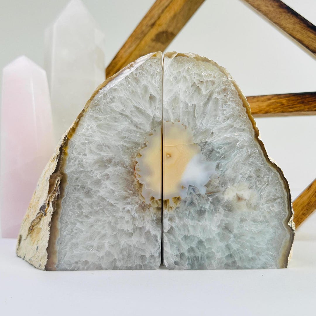 Natural Agate Bookends Crystal Book Ends Set - Etsy