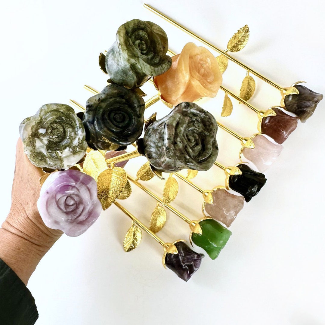 Crystal Rose - Carved Stone - Etsy