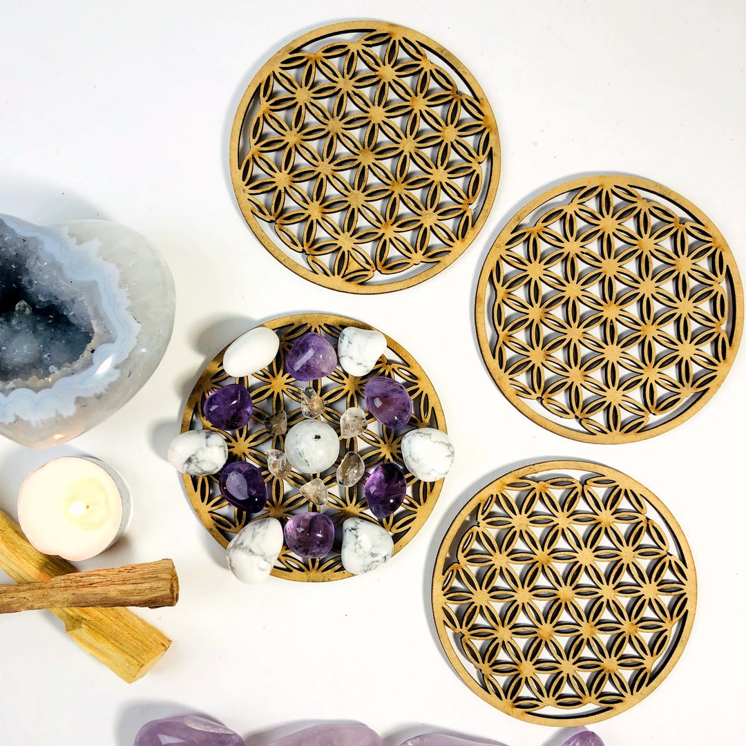 Flower of Life Crystal Grid – Wooden Meditation Decor (4 Inch) - Etsy