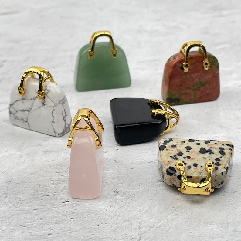 Gemstone Purses With Gold Tone Handles- You Choose Stone Jewelry Supply ...