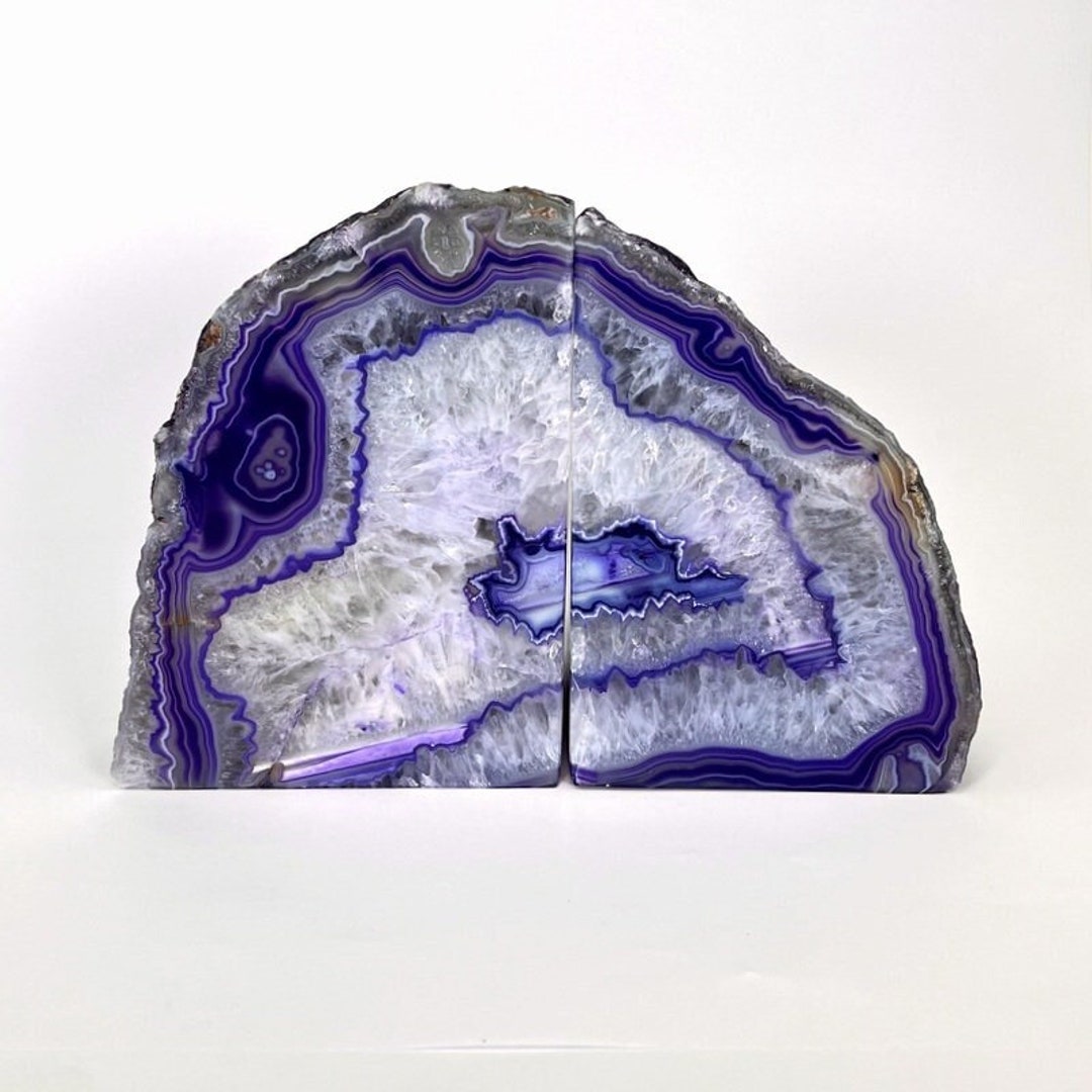 Purple Agate Bookend Pair - 9 to 12 Lb - Geode Bookend - Crystal Home ...