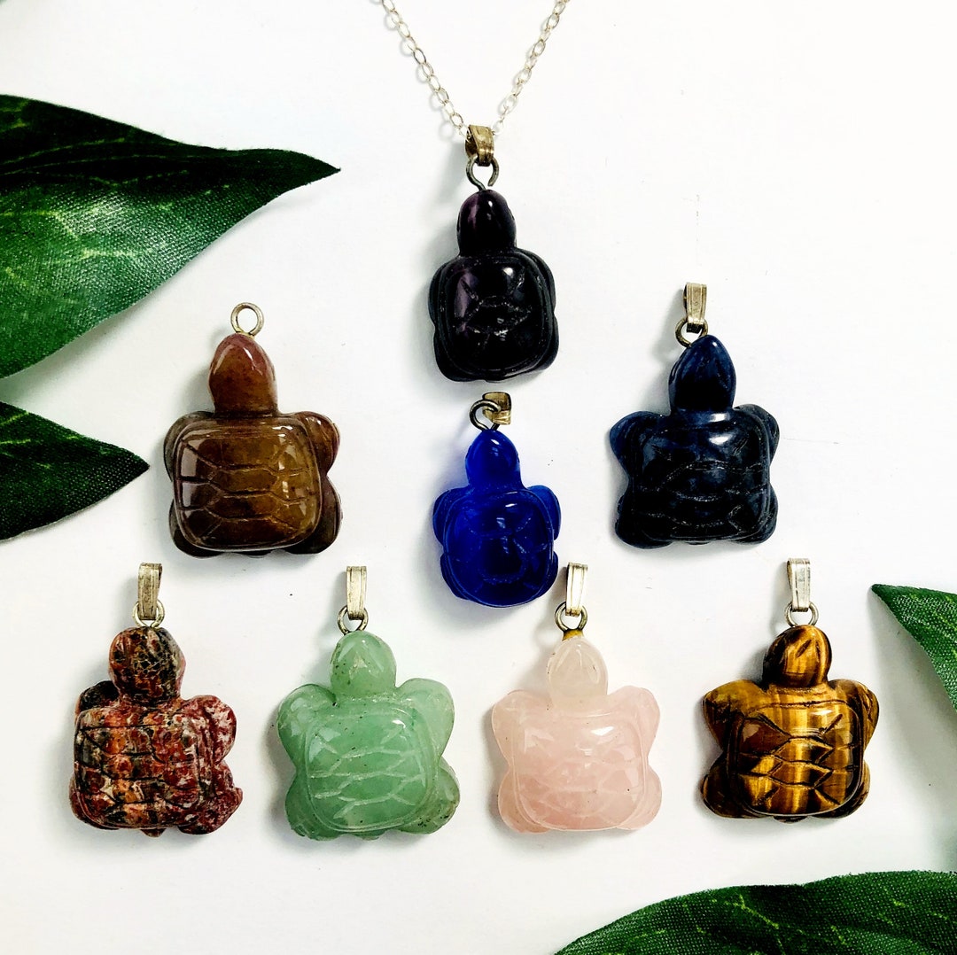 Turtle Gemstone Crystal Pendants - Etsy