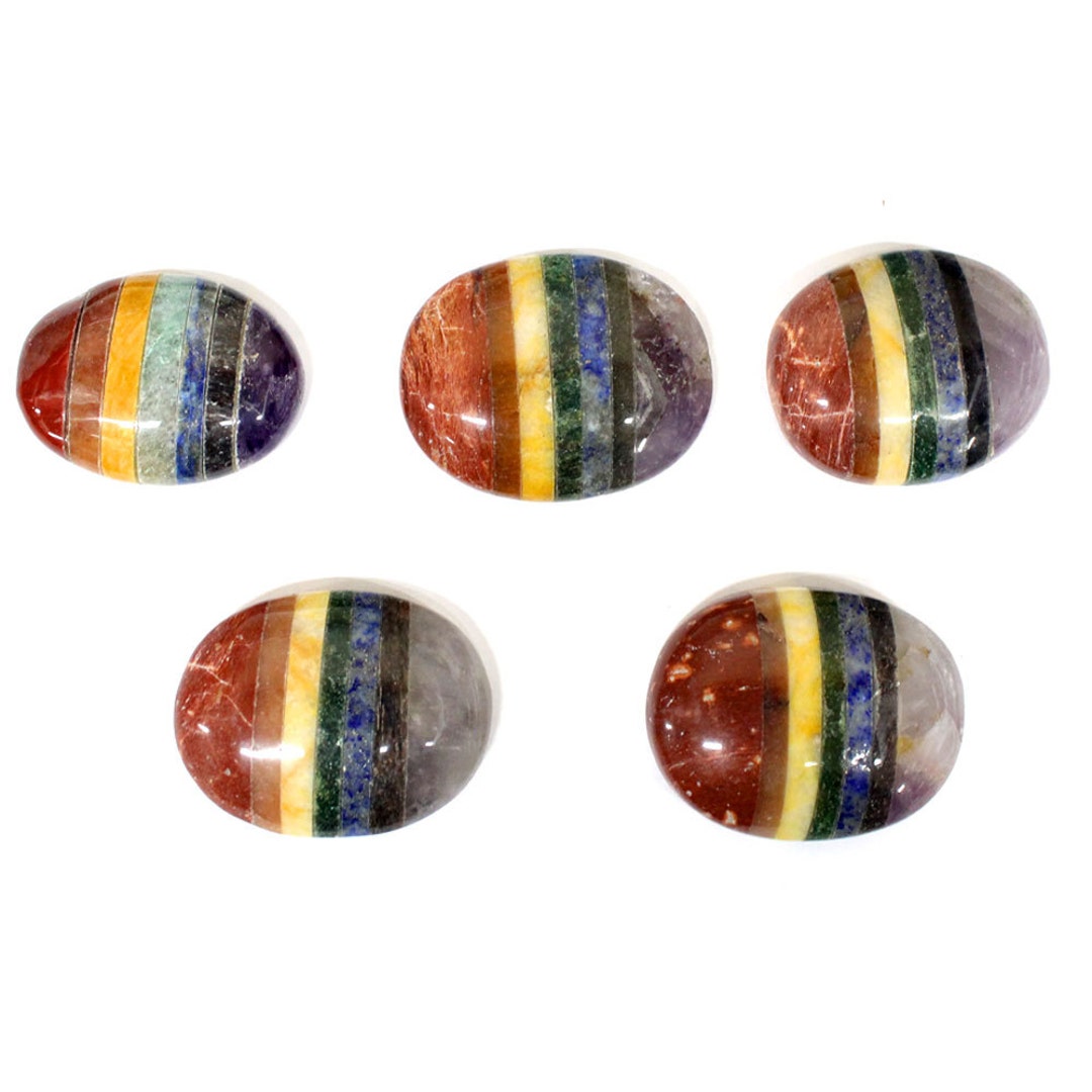 Seven Chakra Worry Stone Crystal - Thumb Stone - Palm Stone ...