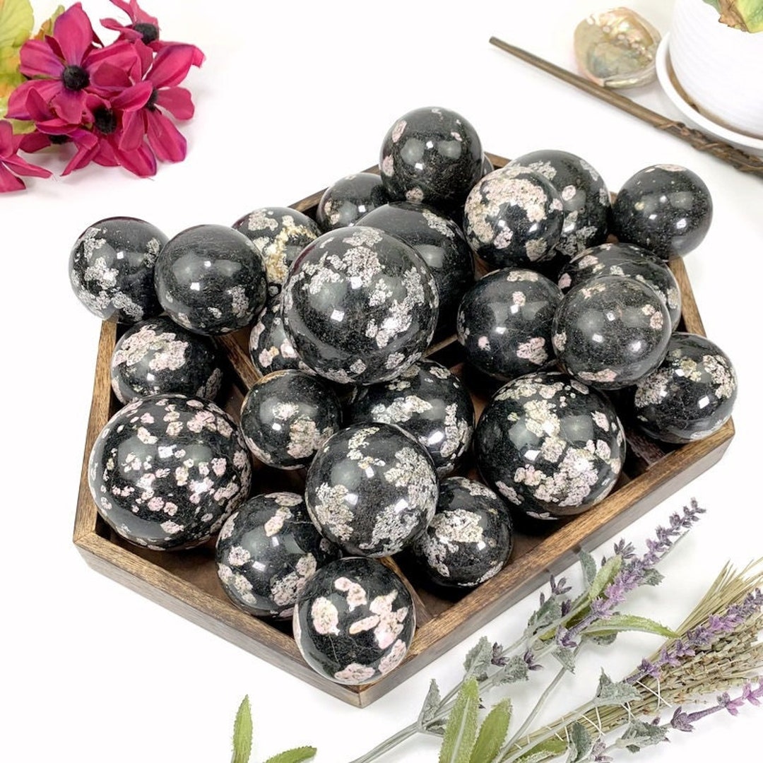 Black Jade With Pink Thulite Spheres by Weight SPHE-S3 - Etsy