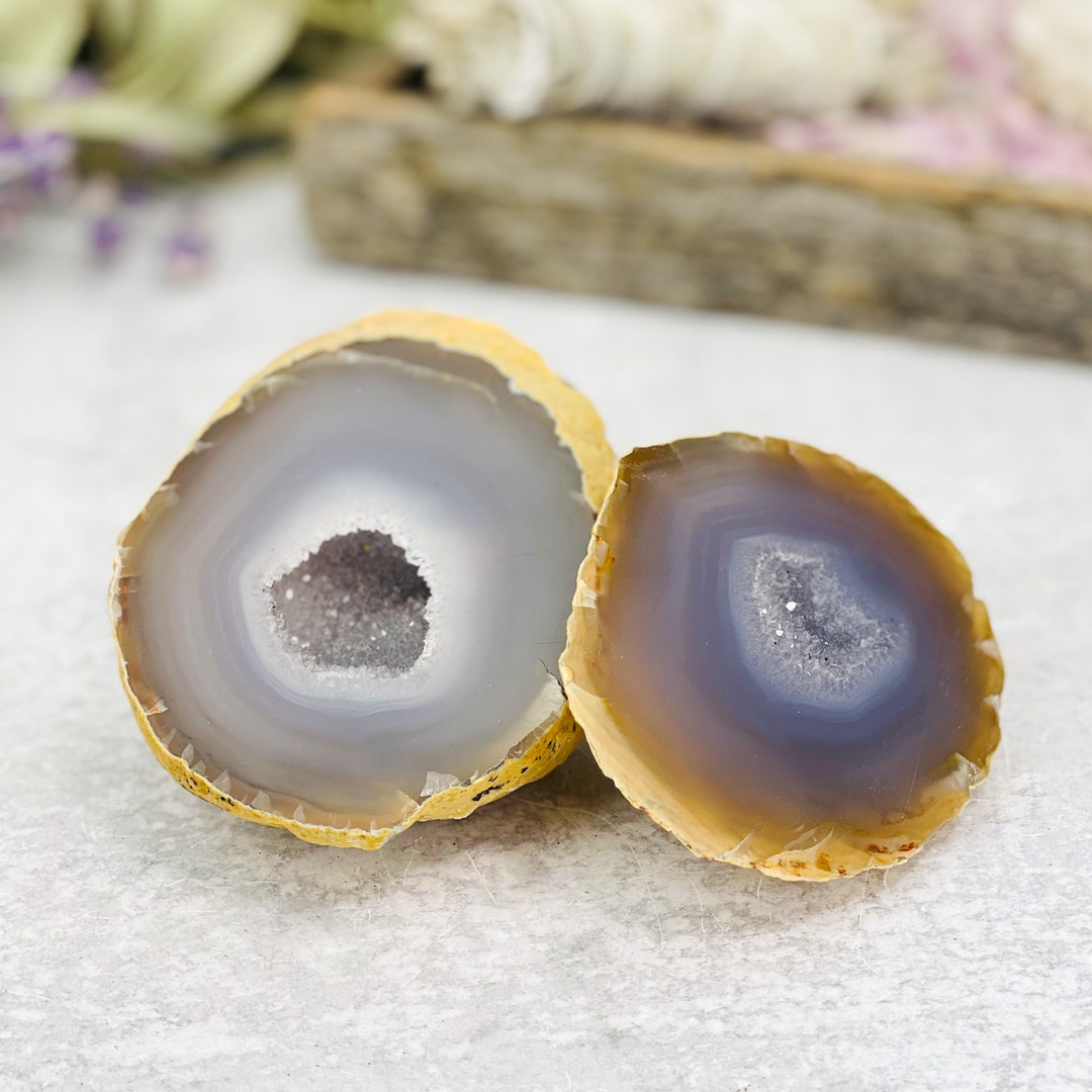 Natural Agate Geode Halves Pair – Earth Tone Home Decor - Etsy