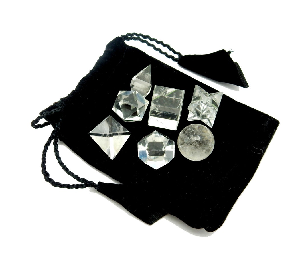 Crystal Quartz Geometric Shape Set Bag - Reiki - Metaphysical - Sacred ...