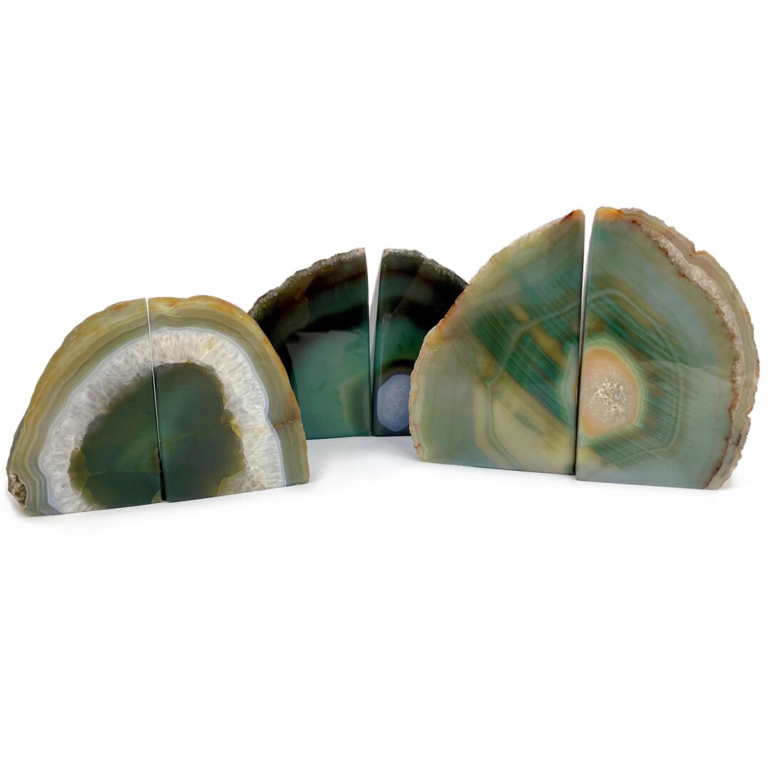 Agate Book Ends Green Agate Bookend Pair 1 to 3 Lb Geode - Etsy