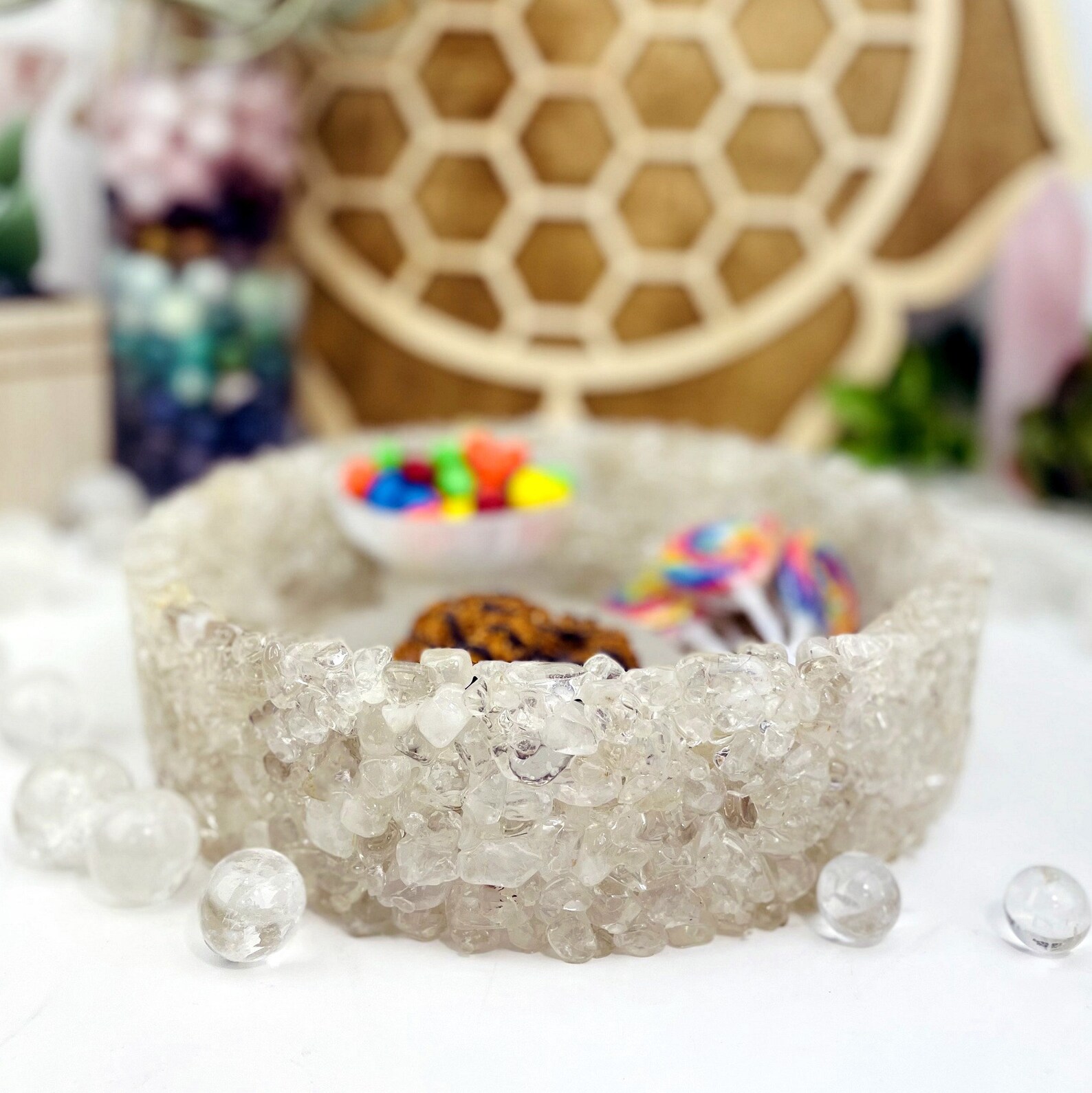 Tumbled Stone Bowl - Custom Handmade Tray With Natural Polished Stones ...